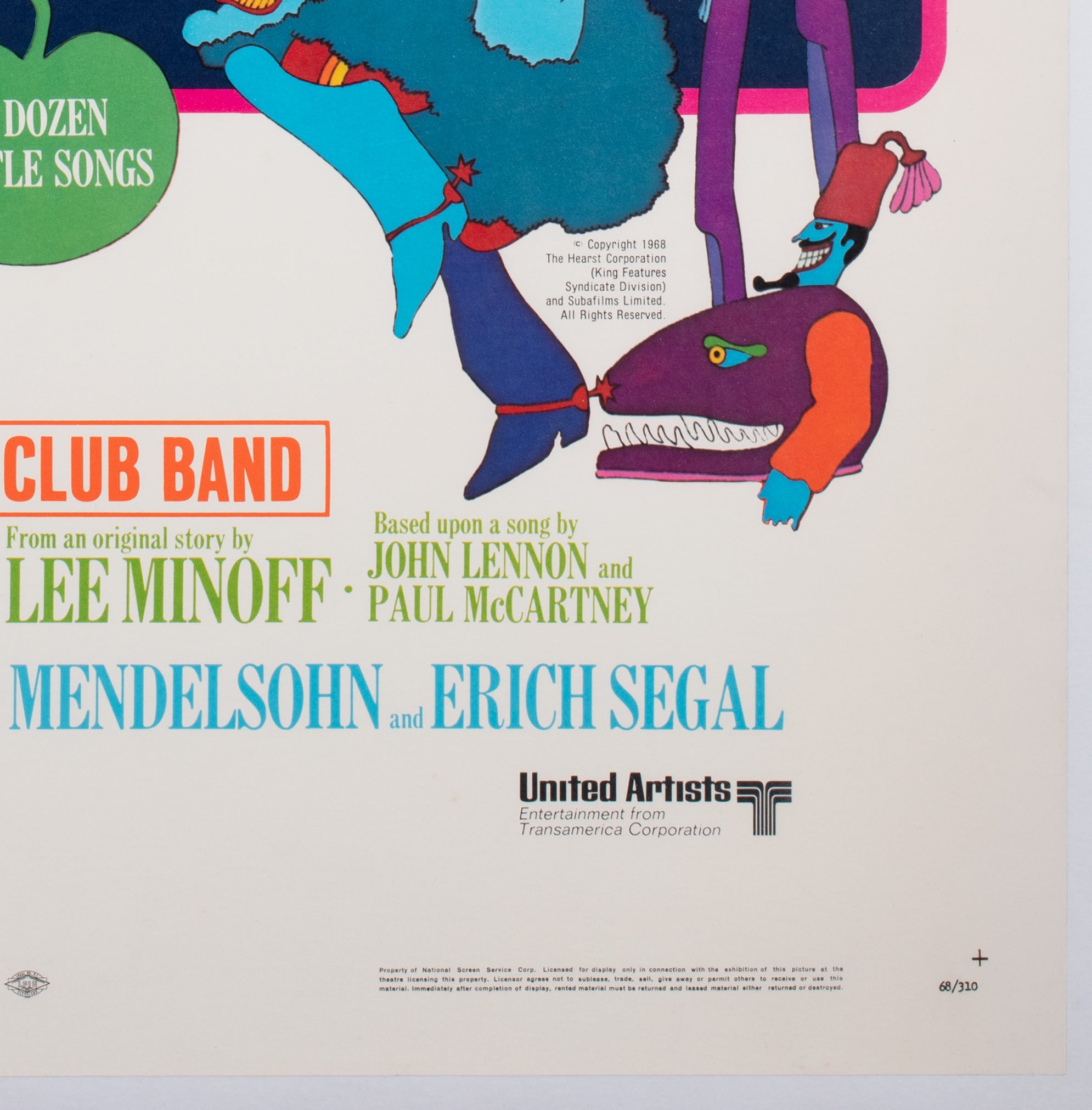 Yellow Submarine The Beatles 1968 US 1 Sheet Film Movie Poster, Heinz ...