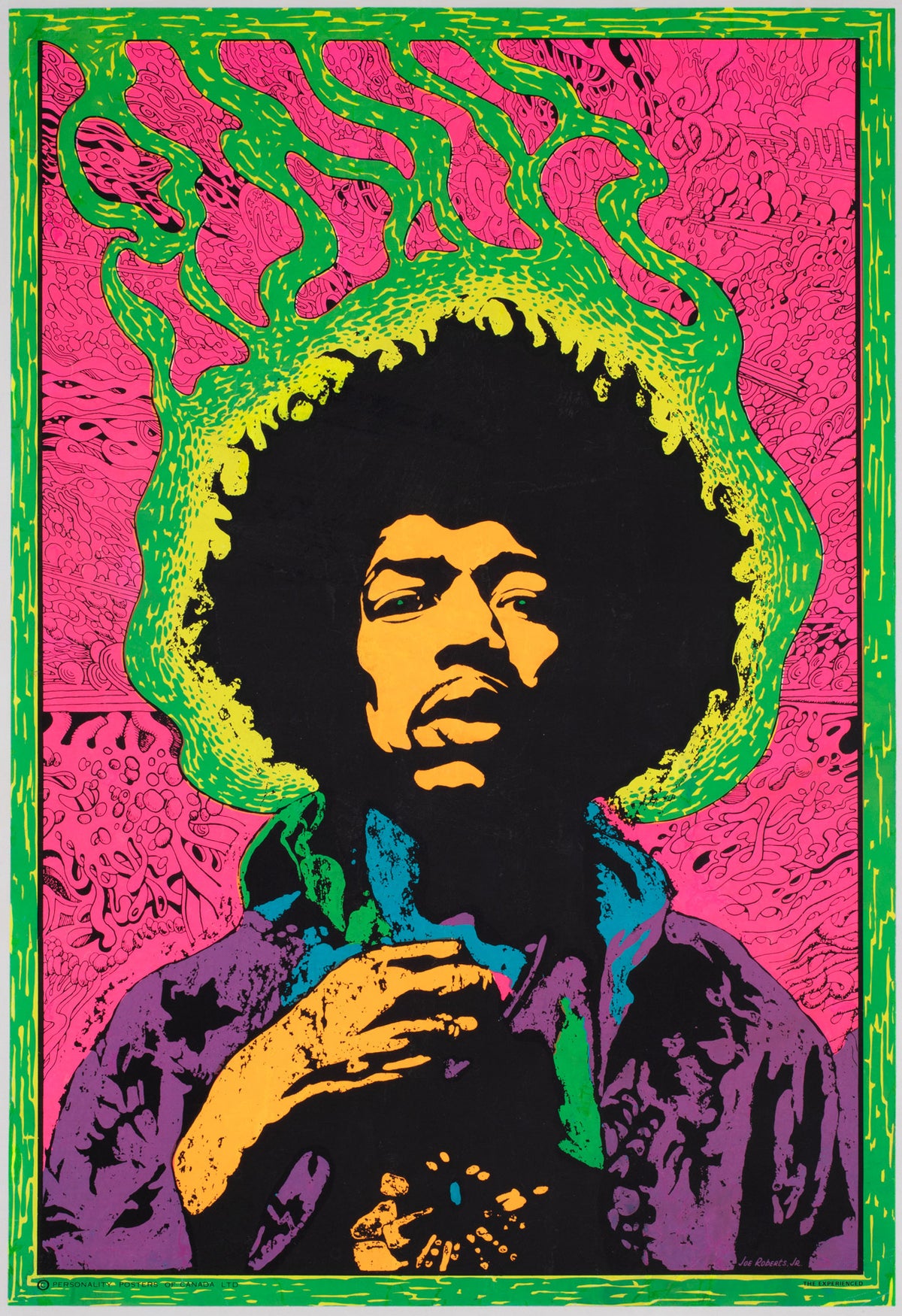 Jimi Hendrix 1960s Blacklight Poster, Joe Roberts Jr - Orson & Welles