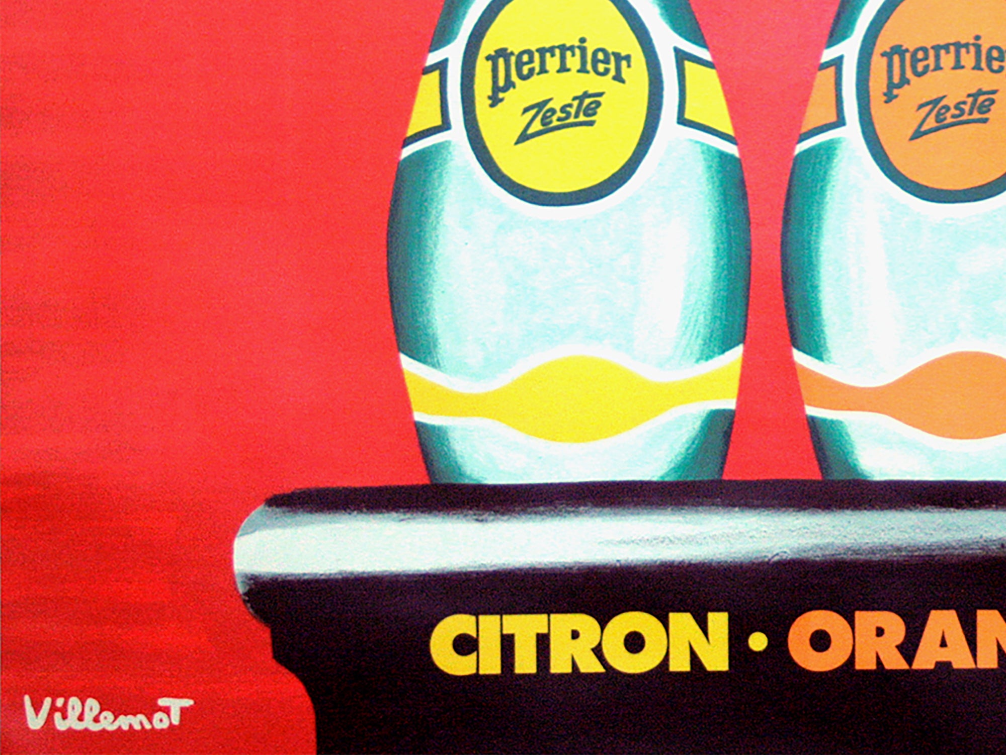 Perrier Zeste 1987 Vintage French Drinks Advertising Poster, Bernard V ...